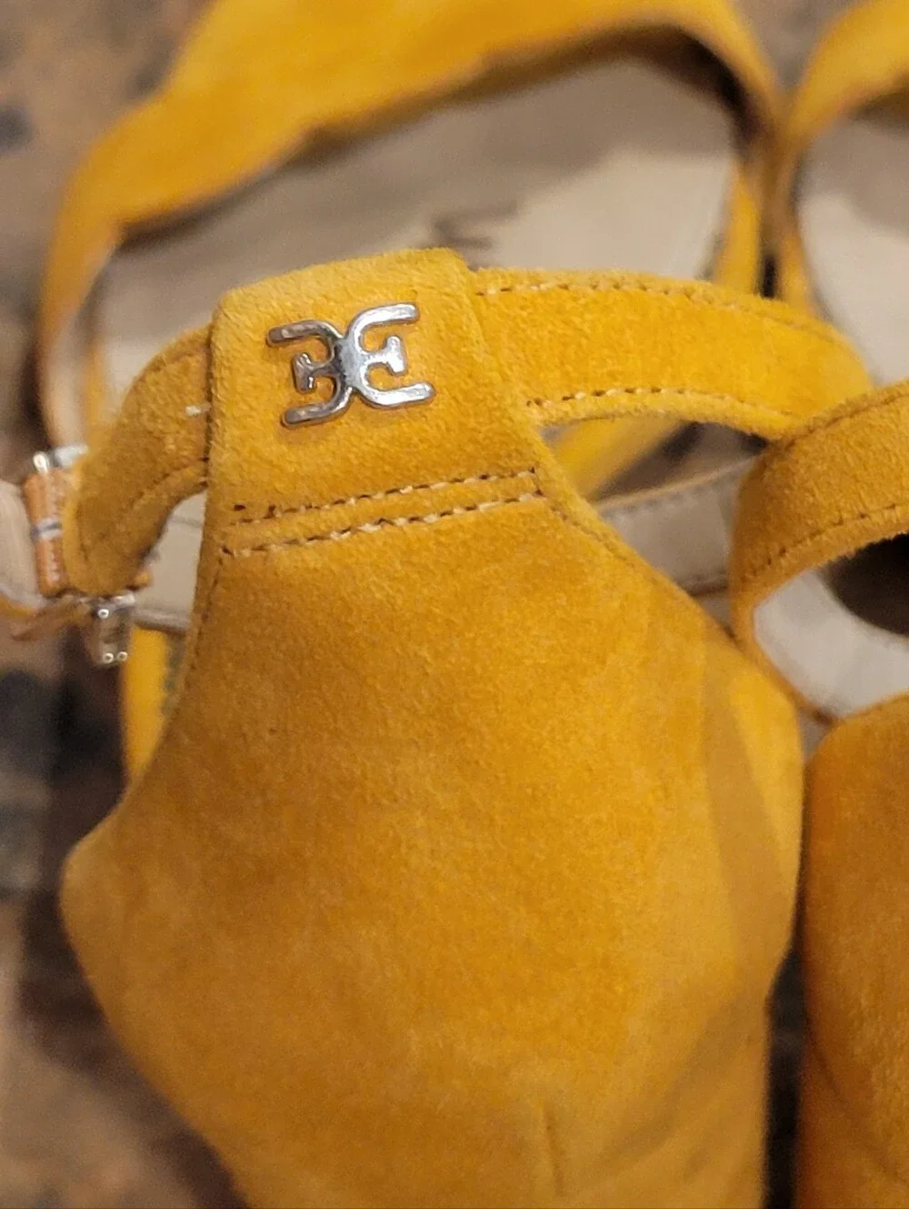 Sam Edelman | Shoes | Sam Edelman Yellow Suede Scalloped Anklestrap ...